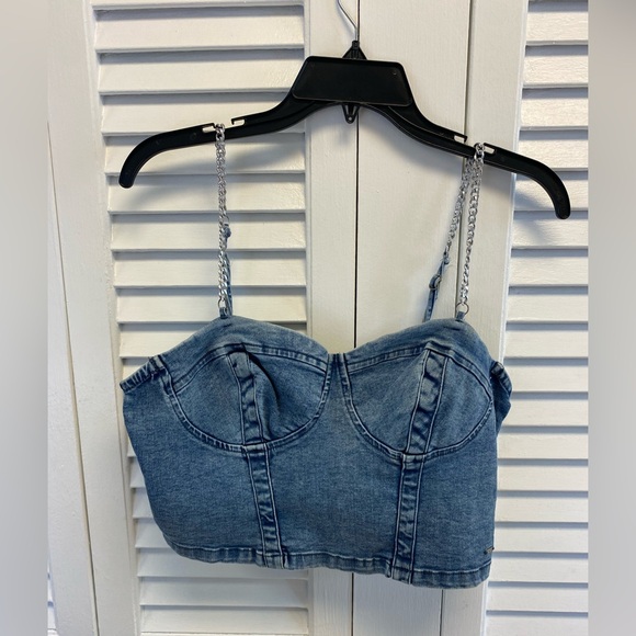 Guess | Tops | Guess Blue Sleeveless Bustier Camisole Top | Poshmark